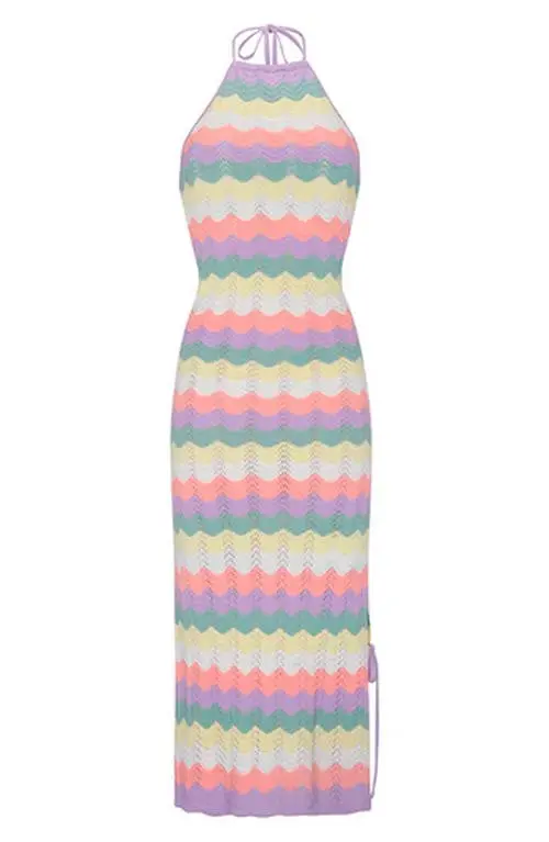 CAPITTANA Corneila Crochet Cover-up Halter Dress - Pink Multi