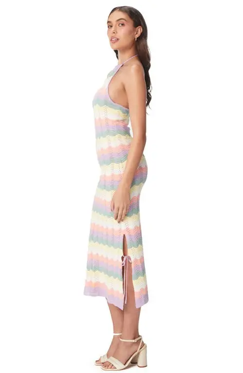 CAPITTANA Corneila Crochet Cover-up Halter Dress - Pink Multi
