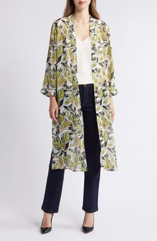 Anne Klein Leaf Print Duster