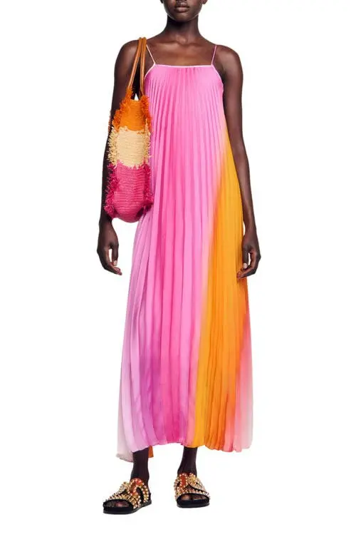 sandro house pleated midi dress Sandro Pleated Midi Dress