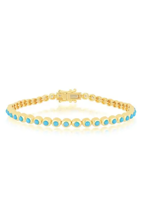 Ef Collection Turquoise And Diamond Eternity Bracelet - 14k Yellow Gold