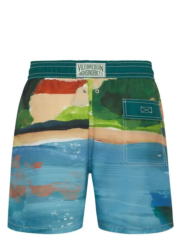 Vilebrequin Moorea Abstract-pattern Swim Shorts - Blue