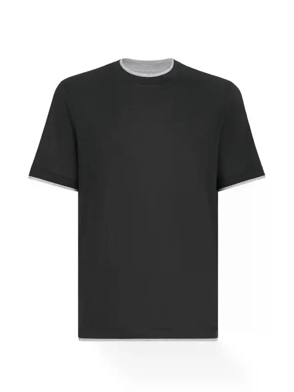 Brunello Cucinelli Contrasting-trim Jersey T-shirt - Black