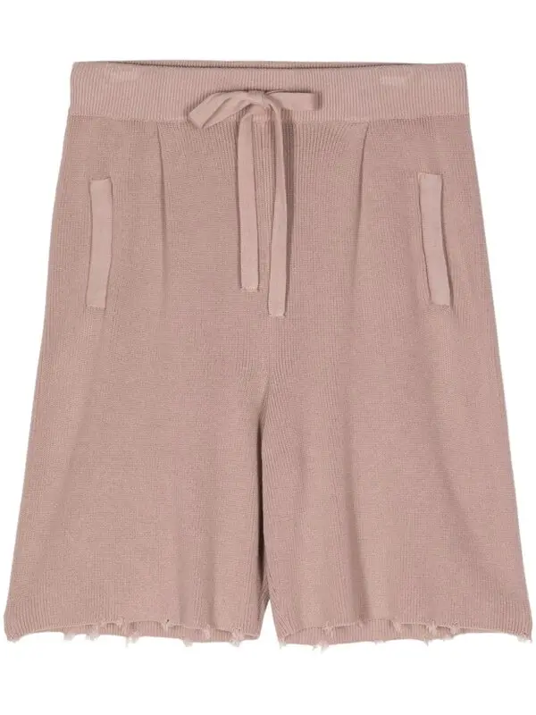LANEUS Raw-edge Cotton Shorts