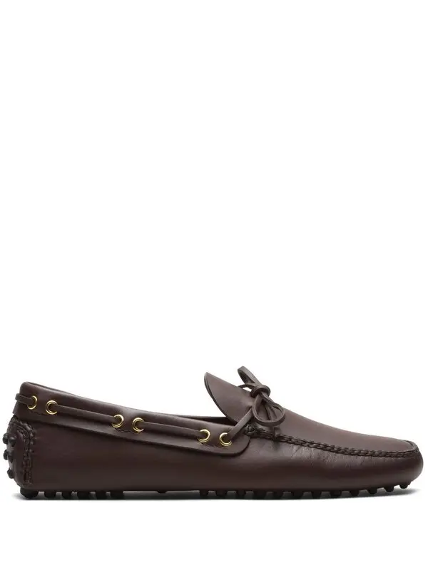 Car Shoe Leather Boat Shoes - Brown