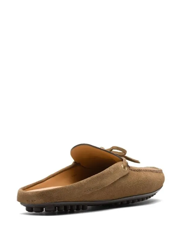 Car Shoe Bow-embellished Suede Slippers