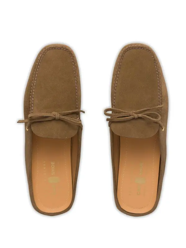 Car Shoe Bow-embellished Suede Slippers