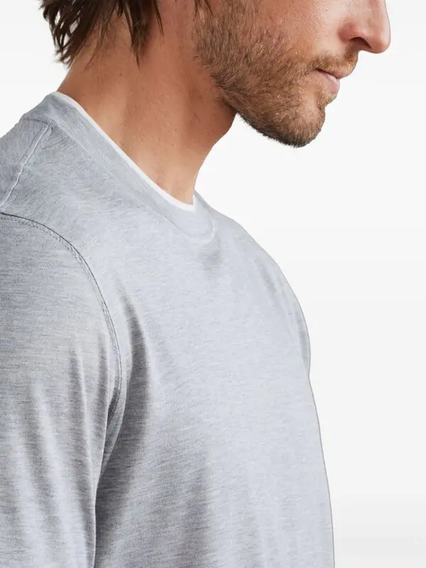 Brunello Cucinelli Contrasting-trim Jersey T-shirt - Grey