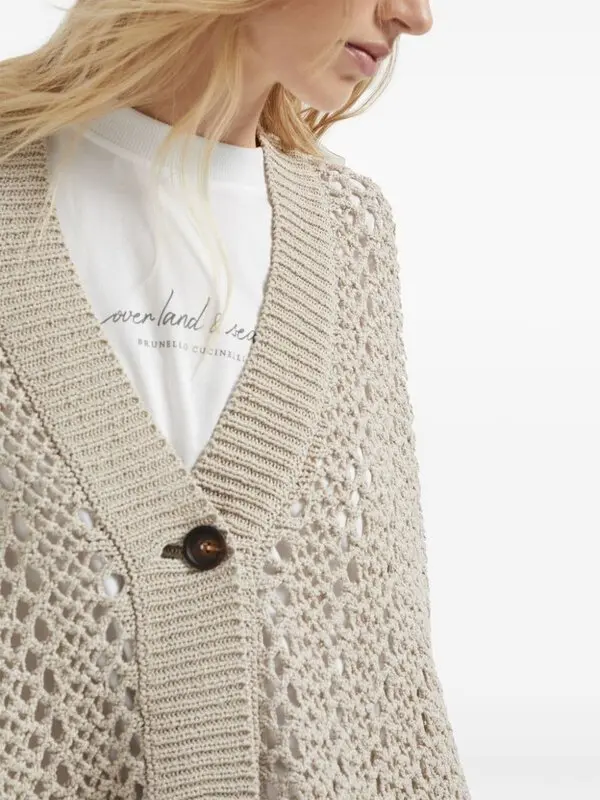 Brunello Cucinelli V-neck Open-knit Cardigan