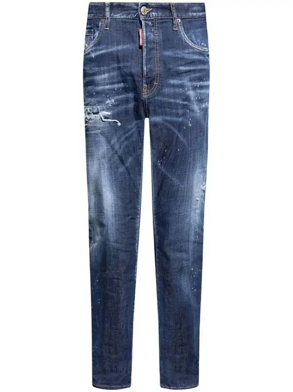 Dsquared2 Distressed Straight-leg Jeans - Blue