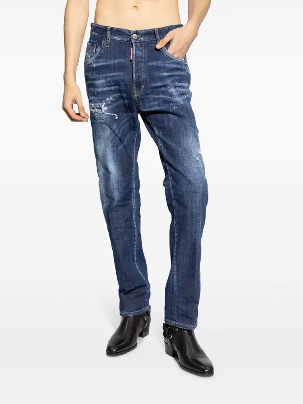 Dsquared2 Distressed Straight-leg Jeans - Blue