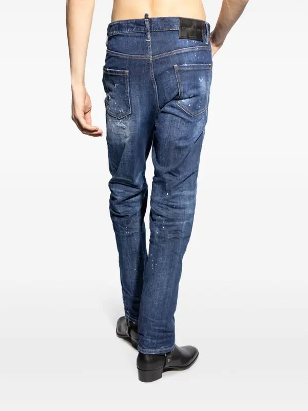 Dsquared2 Distressed Straight-leg Jeans - Blue