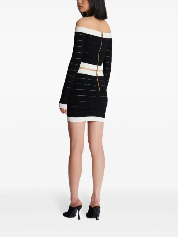Balmain Button-embellished Knit Mini Skirt