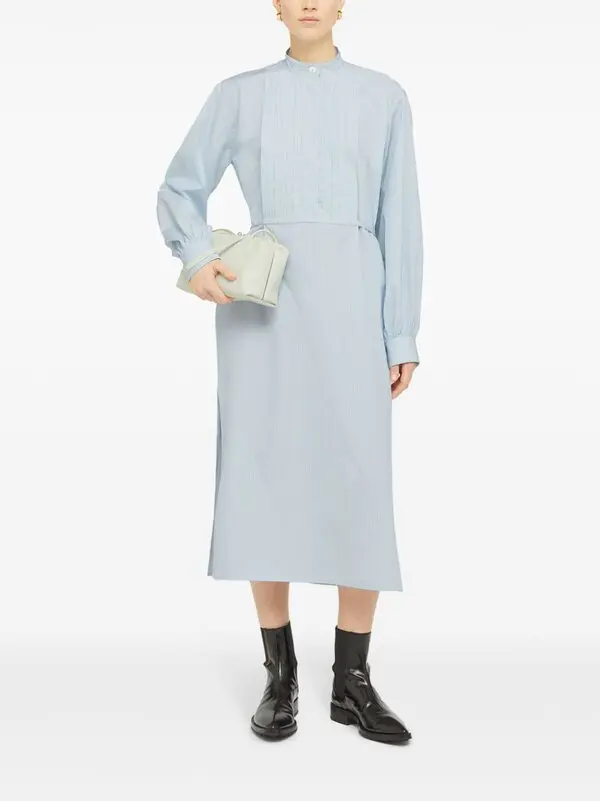 JIL SANDER Long-sleeve Pinstripe Midi Dress