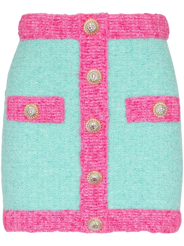 Balmain Bouclé Mini Skirt - Blue