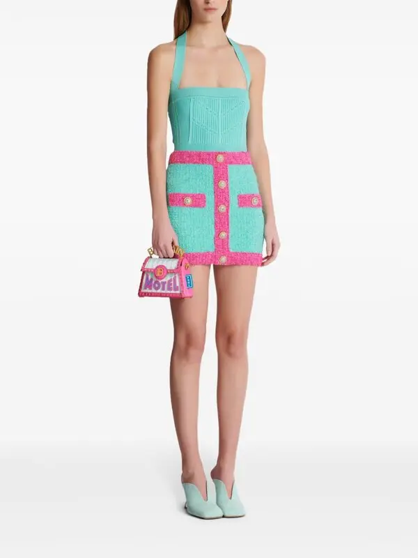Balmain Bouclé Mini Skirt - Blue