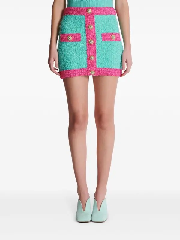 Balmain Bouclé Mini Skirt - Blue