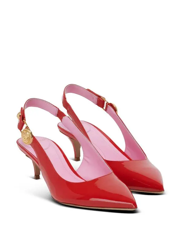 Balmain Eva Patent Leather Slingback Pumps - Red