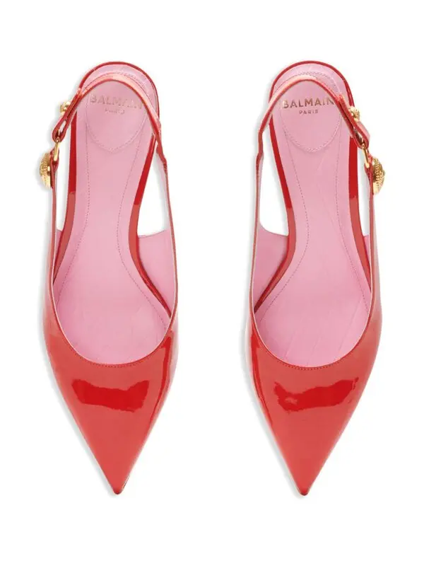 Balmain Eva Patent Leather Slingback Pumps - Red