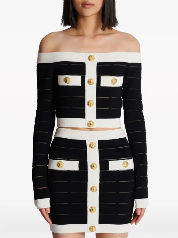 Balmain Off-shoulder Knitted Top