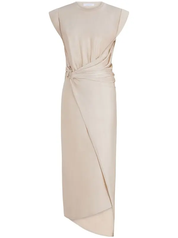 Rabanne Gathered-detail Draped Midi Dress - Neutrals