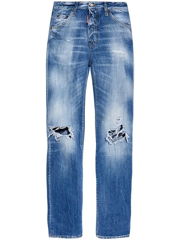 Dsquared2 Cool Guy Distressed Straight Jeans - Blue