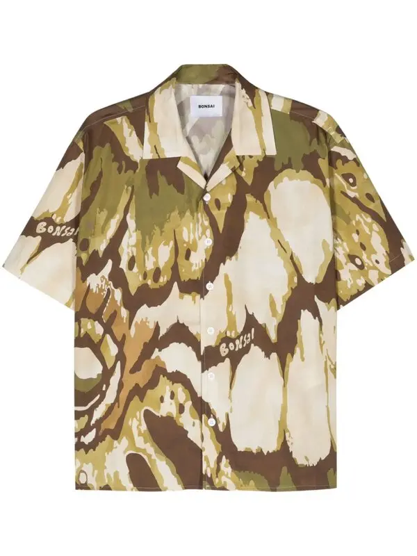 BONSAI Abstract-print Short-sleeve Shirt - Green