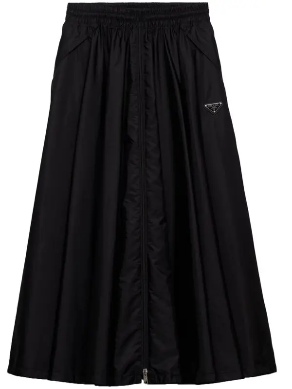 Prada Triangle-logo Zipped Midi Skirt