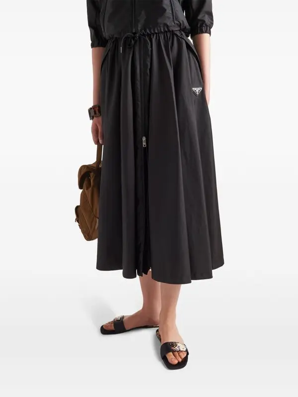 Prada Triangle-logo Zipped Midi Skirt