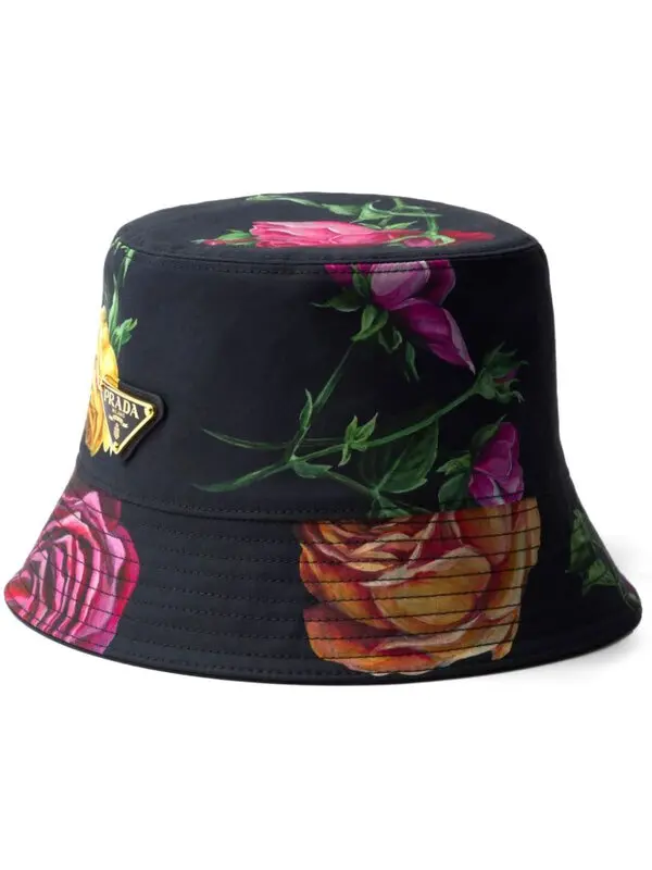 Prada Floral-print Reversible Bucket Hat - Black