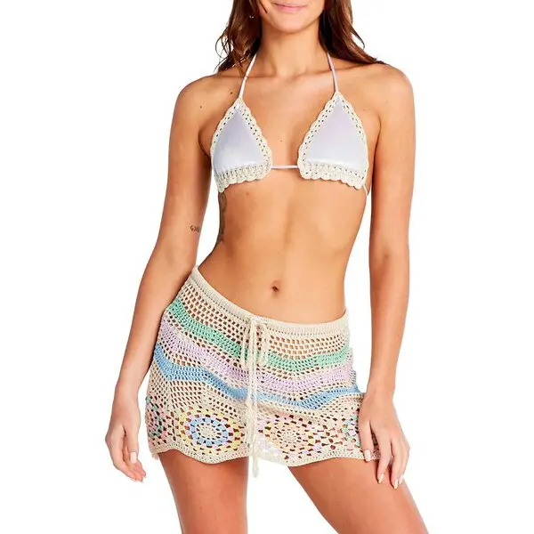 CAPITTANA Vivi Crochet Cover-up Miniskirt - Natural Multi