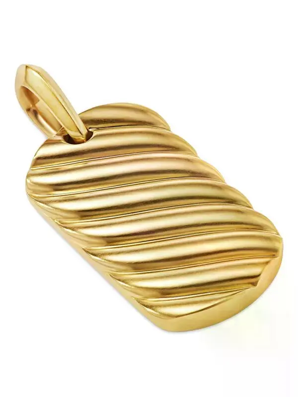 David Yurman 18kt Yellow Sculpted Cable Tag Charm