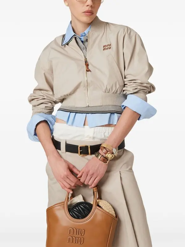 Miu Miu Panama Cropped Bomber Jacket
