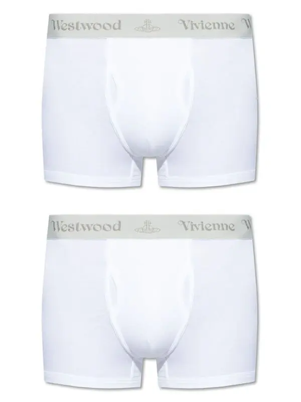 VIVIENNE WESTWOOD Logo-waistband Cotton Boxers - White