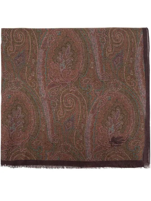 Etro Paisley-print Frayed-edge Scarf - Brown