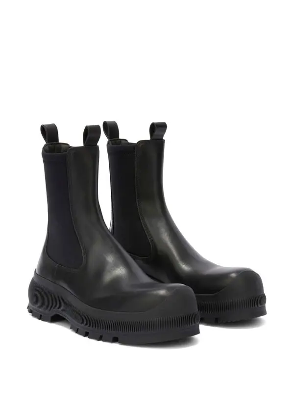 JIL SANDER Logo-embossed Leather Boots - Black