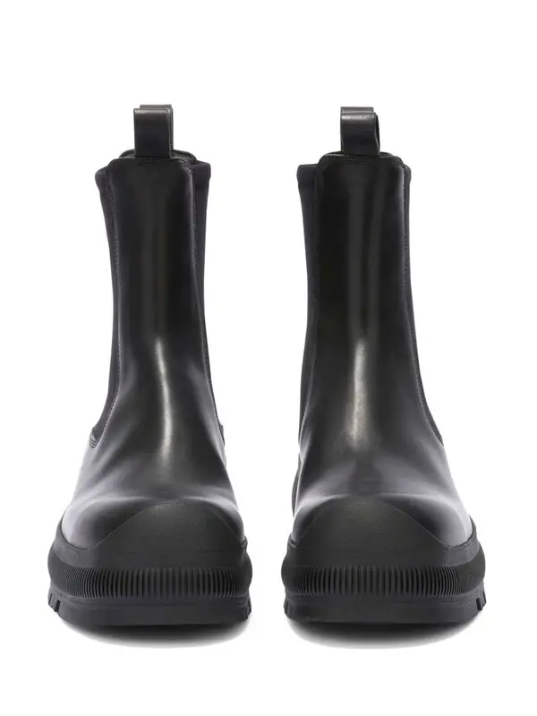 JIL SANDER Logo-embossed Leather Boots - Black