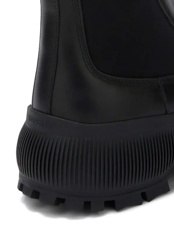 JIL SANDER Logo-embossed Leather Boots - Black