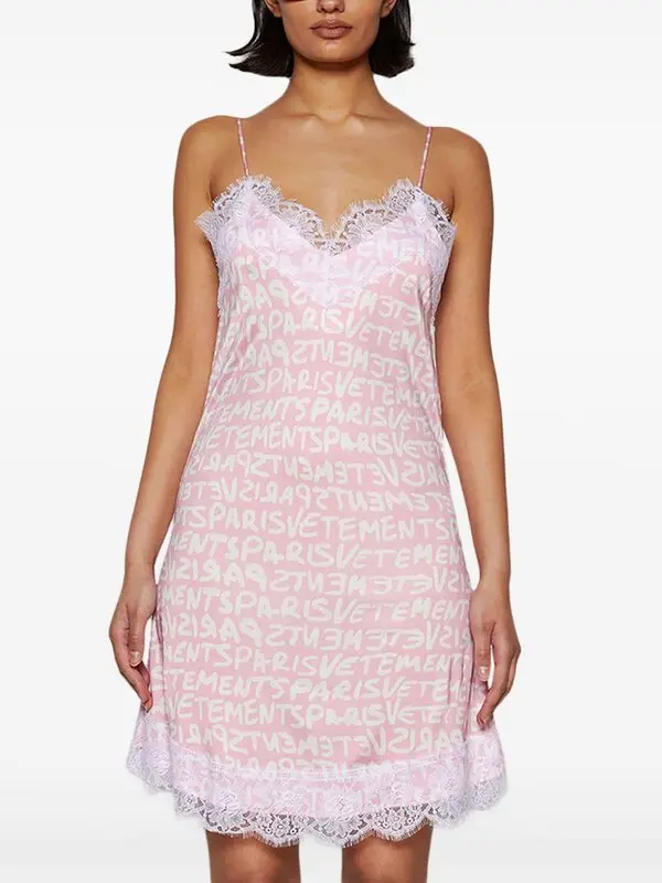 vetements lace dress VETEMENTS Black Reworked Lingerie Minidress