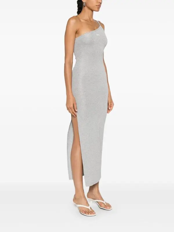 Off-White Ribbed Lurex Midi Dress