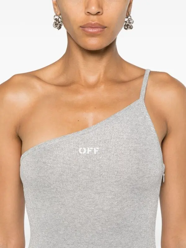 Off-White Ribbed Lurex Midi Dress