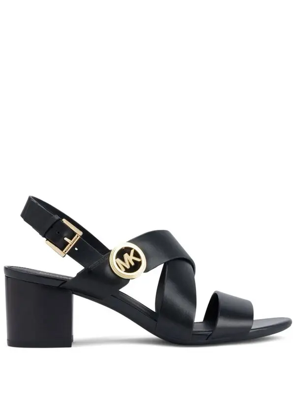 Michael Kors Vera Logo-plaque Leather Sandals - Black