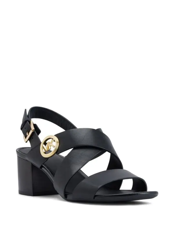Michael Kors Vera Logo-plaque Leather Sandals - Black