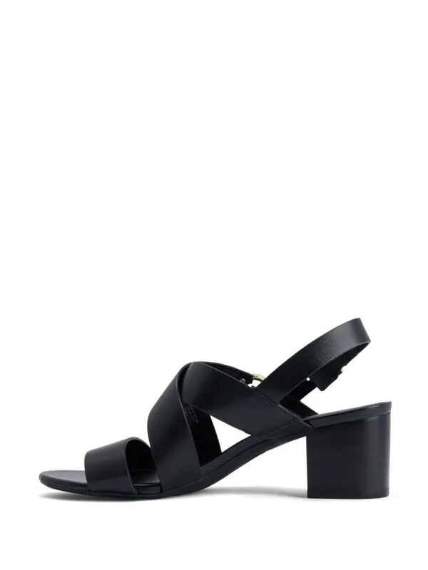 Michael Kors Vera Logo-plaque Leather Sandals - Black