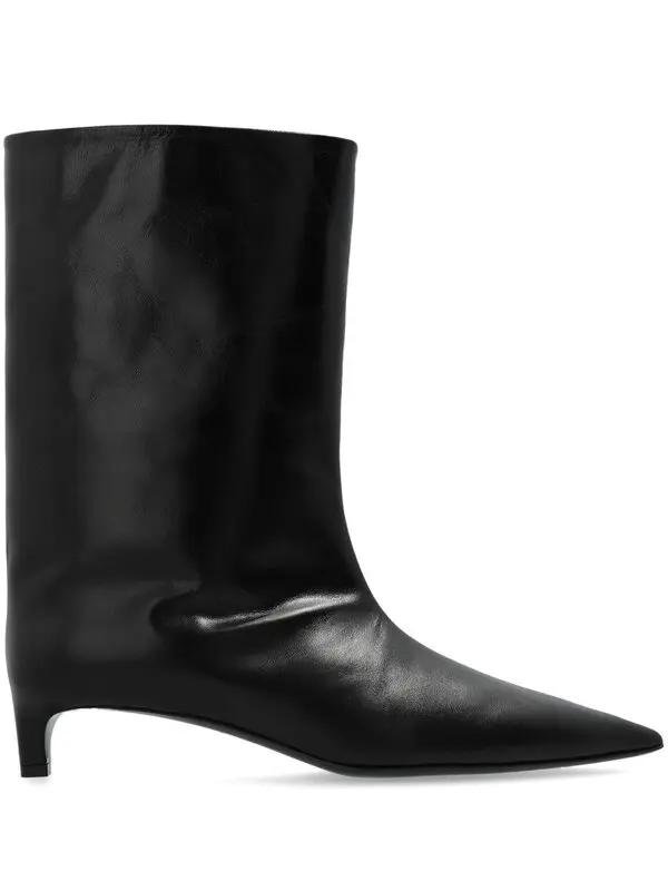 JIL SANDER Pointed-toe Leather Boots - Black