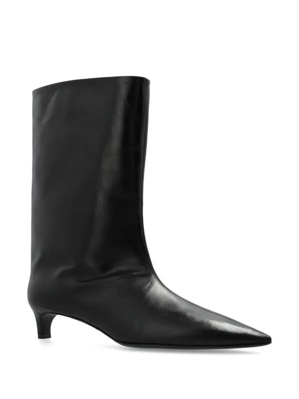 JIL SANDER Pointed-toe Leather Boots - Black