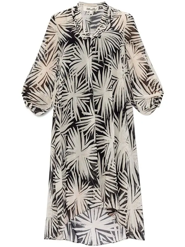 Diane Von Furstenberg Ileana Mini Dress With Graphic Print And Puff Sleeves - Black