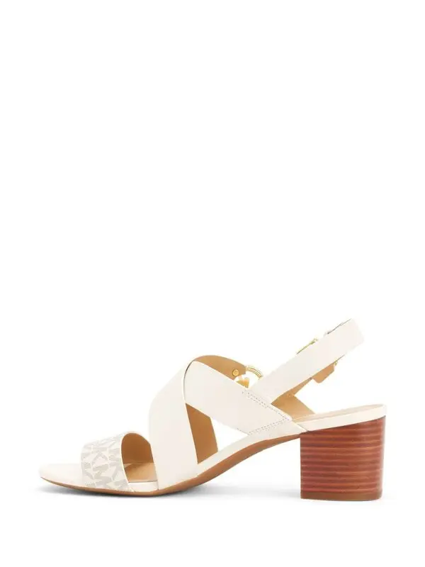 Michael Kors Vera Logo-plaque Leather Sandals - Neutrals