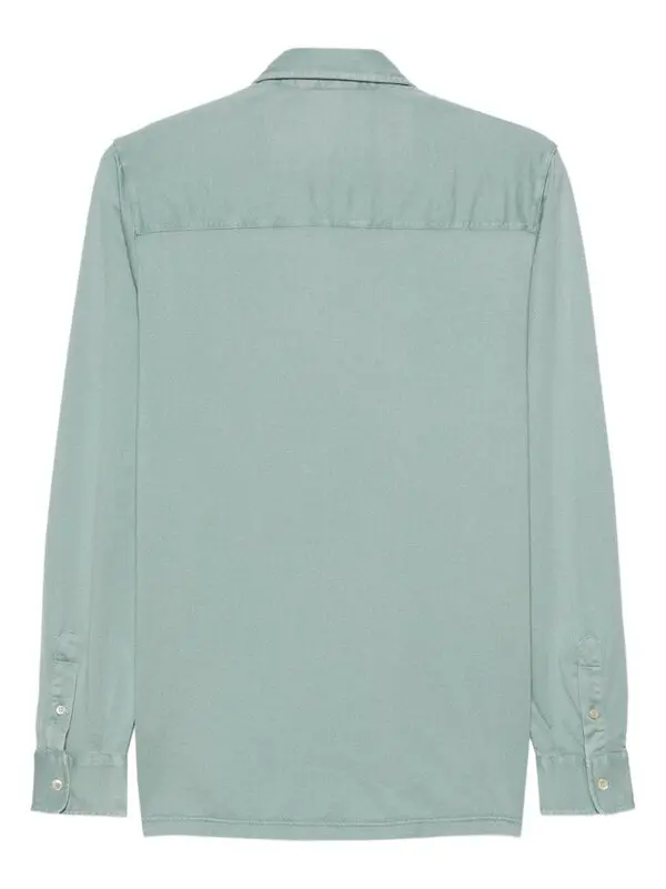 Fedeli Plain Organic-cotton Shirt - Green