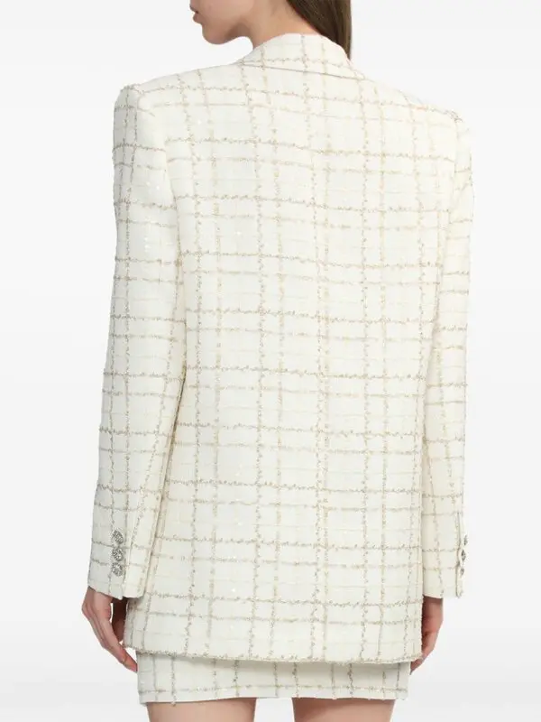 Alessandra Rich Double-breasted Tweed Blazer - White